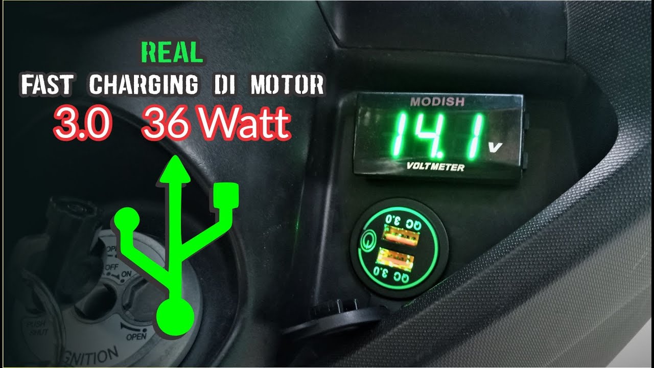 Tutorial Pasang Cas Motor 36W USB Fast Charger with Touchscreen di ...