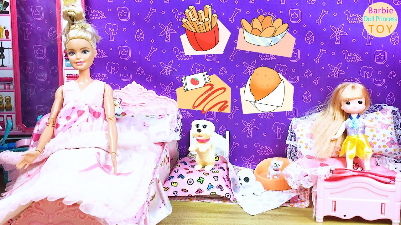 Barbie Doll Toy show, baby Barbie pet dog morning - YouTube