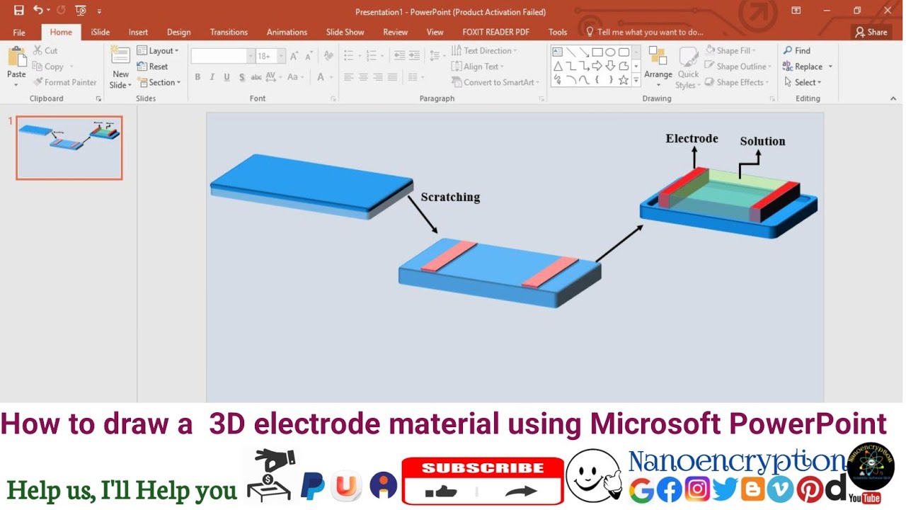 How to draw a 3D electrode material using Microsoft PowerPoint - YouTube