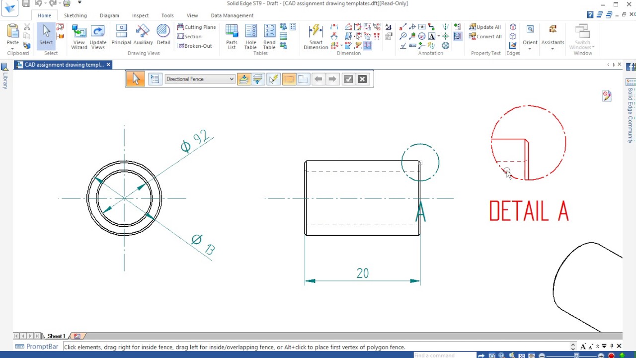 How to produce an engineering drawing, add dimensions and fill title ...