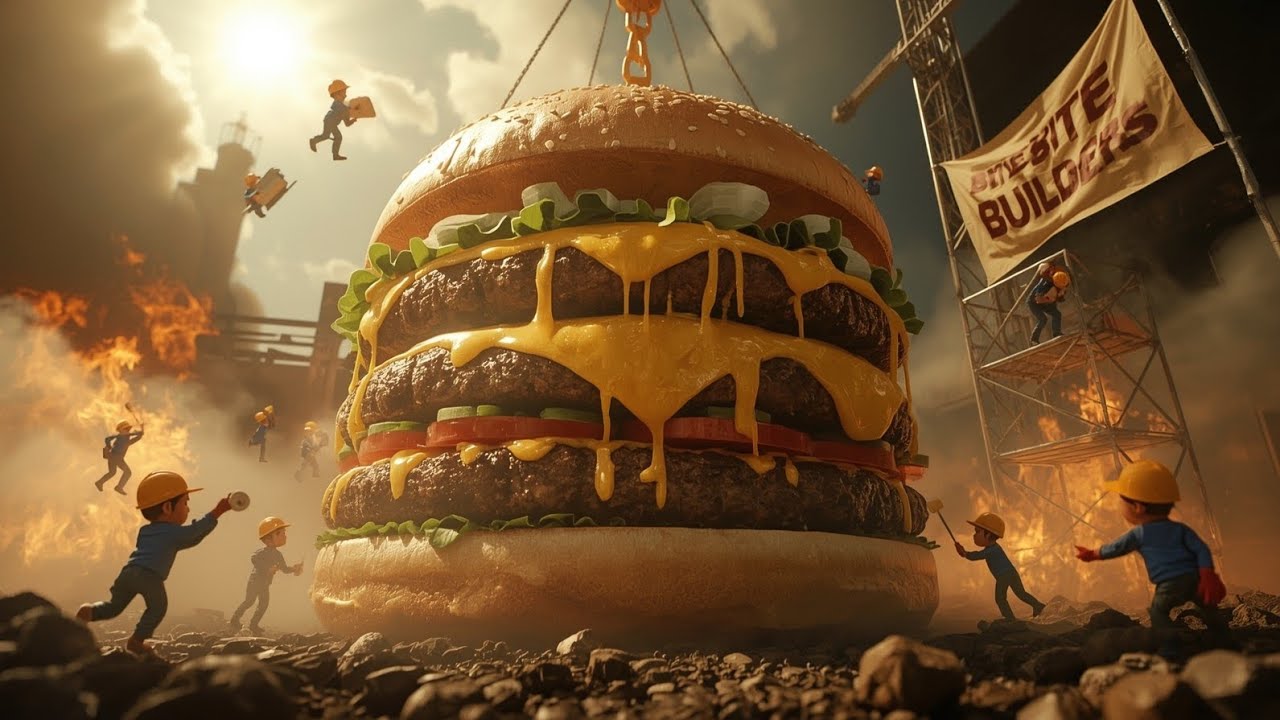 World’s Biggest Triple-Layer Burger Built by Tiny Workers 🍔 | Bite Site ...