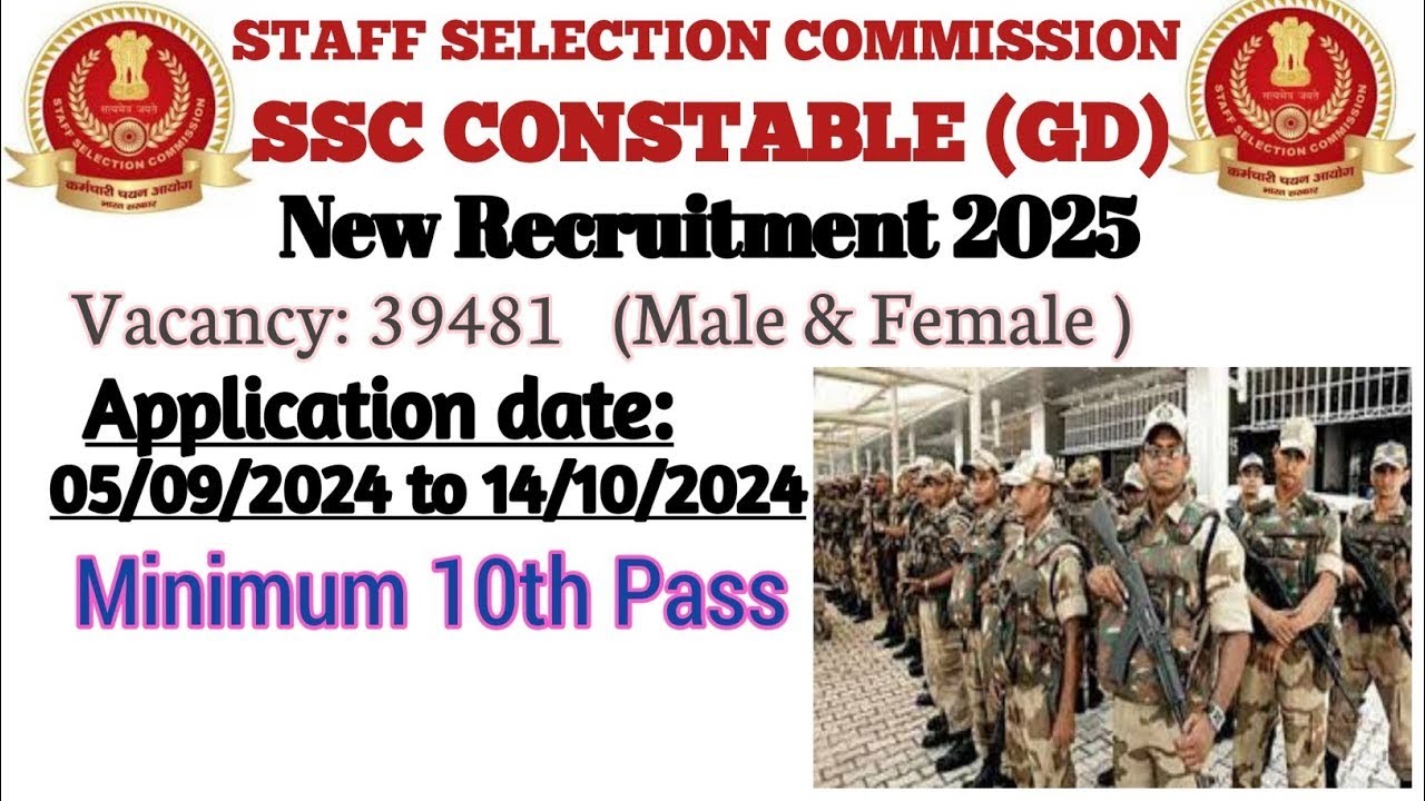 SSC GD Notification Out 2025 🎉| 10th Pass | Total Post: 39481+ | #ssc # ...