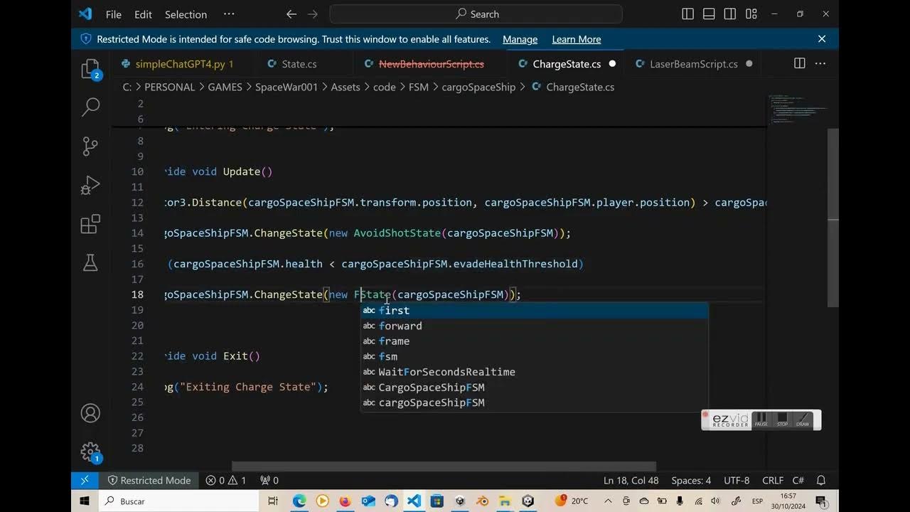 Unity Tutorial 044: Finite State Machine FSM. RealSpaceWar - YouTube