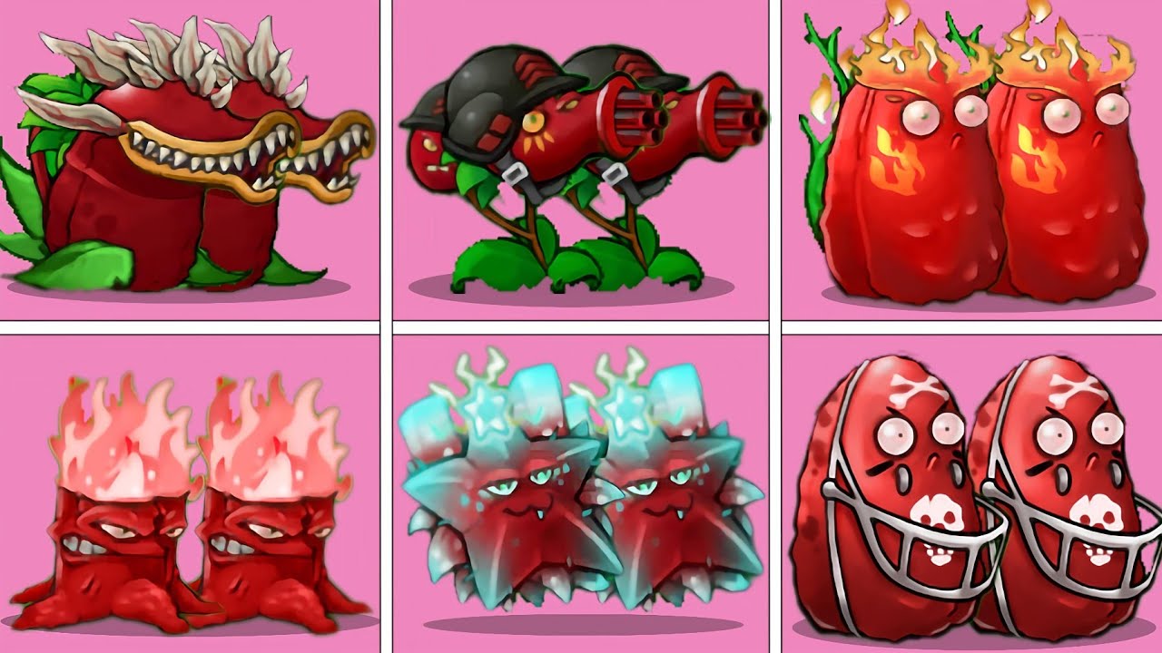 PVZ FUSION CHALLENGE _ 6 GROUP OF RED AND FIRE AMAZING PLANTS VS ...