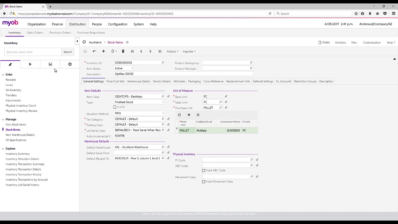MYOB Advanced Inventory Management Overview - YouTube