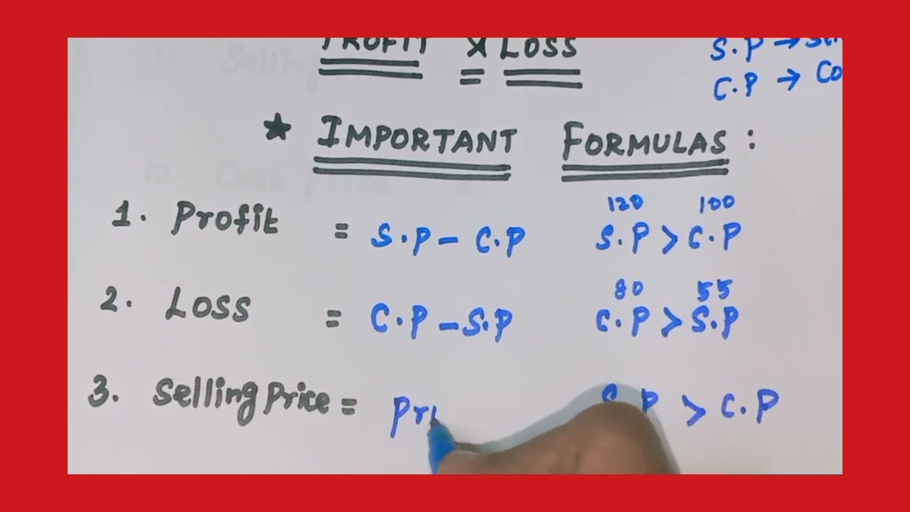 Important Formula For Profit And Loss Problems