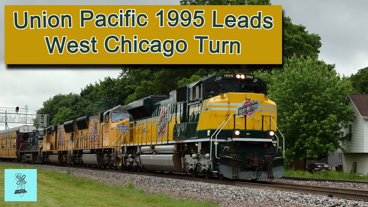 Union Pacific 1995 Leads West Chicago Turn - Rochelle, IL 6/8/24 - YouTube
