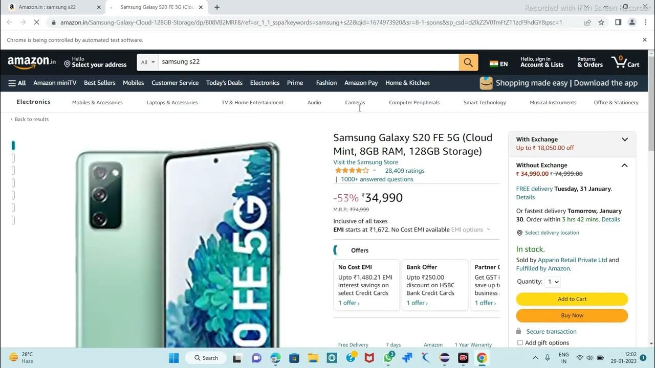Add item to cart of Amazon by Window Handles Method in Selenium - YouTube