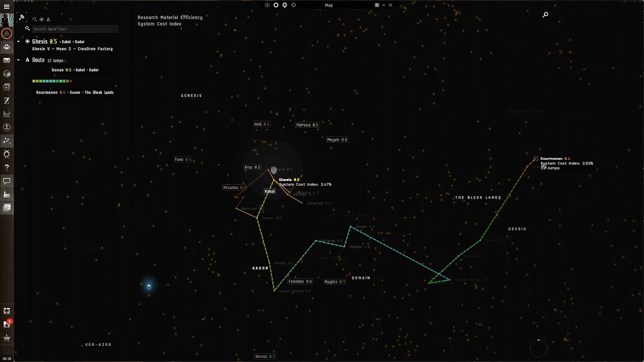 Eve online, Industry: Material Efficiency system index - YouTube
