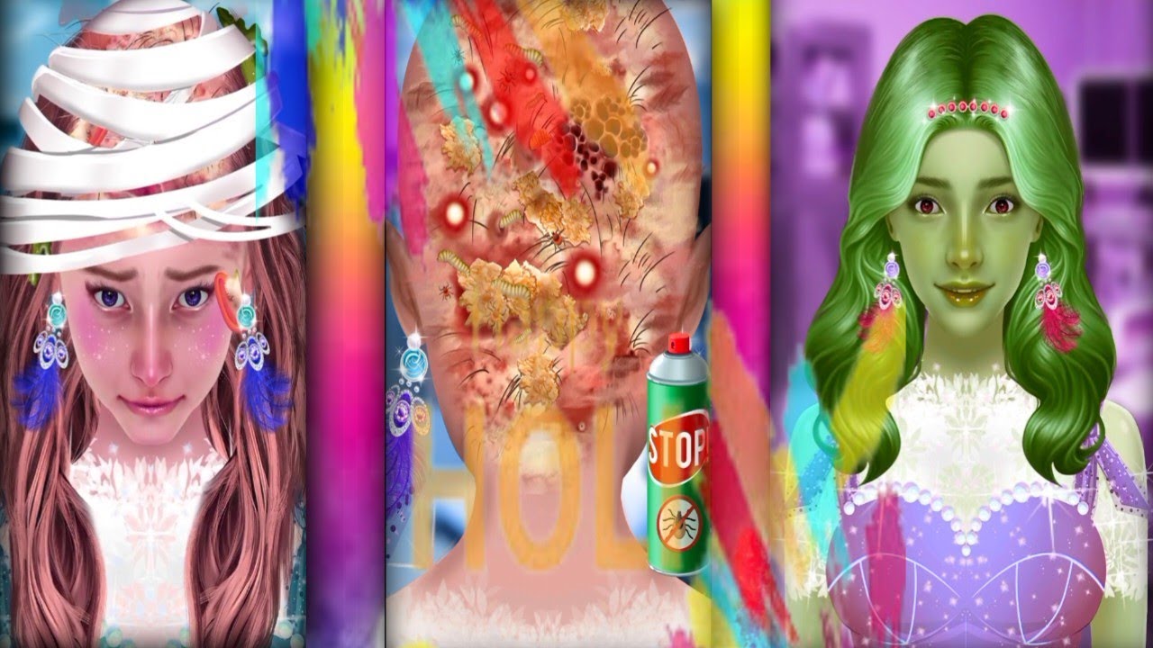 ASMR animation||face &body holi speal makeover & mekap Treat the girl's ...