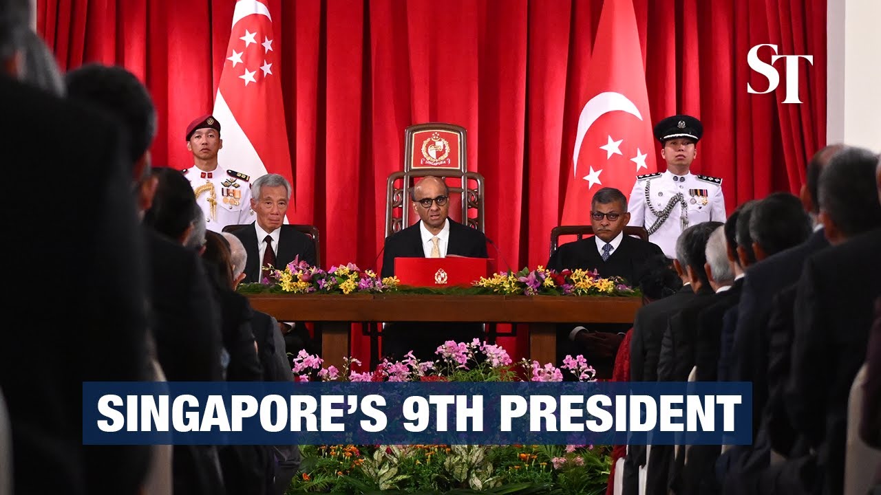 Mr Tharman Shanmugaratnam is officially Singapore’s 9th president - YouTube