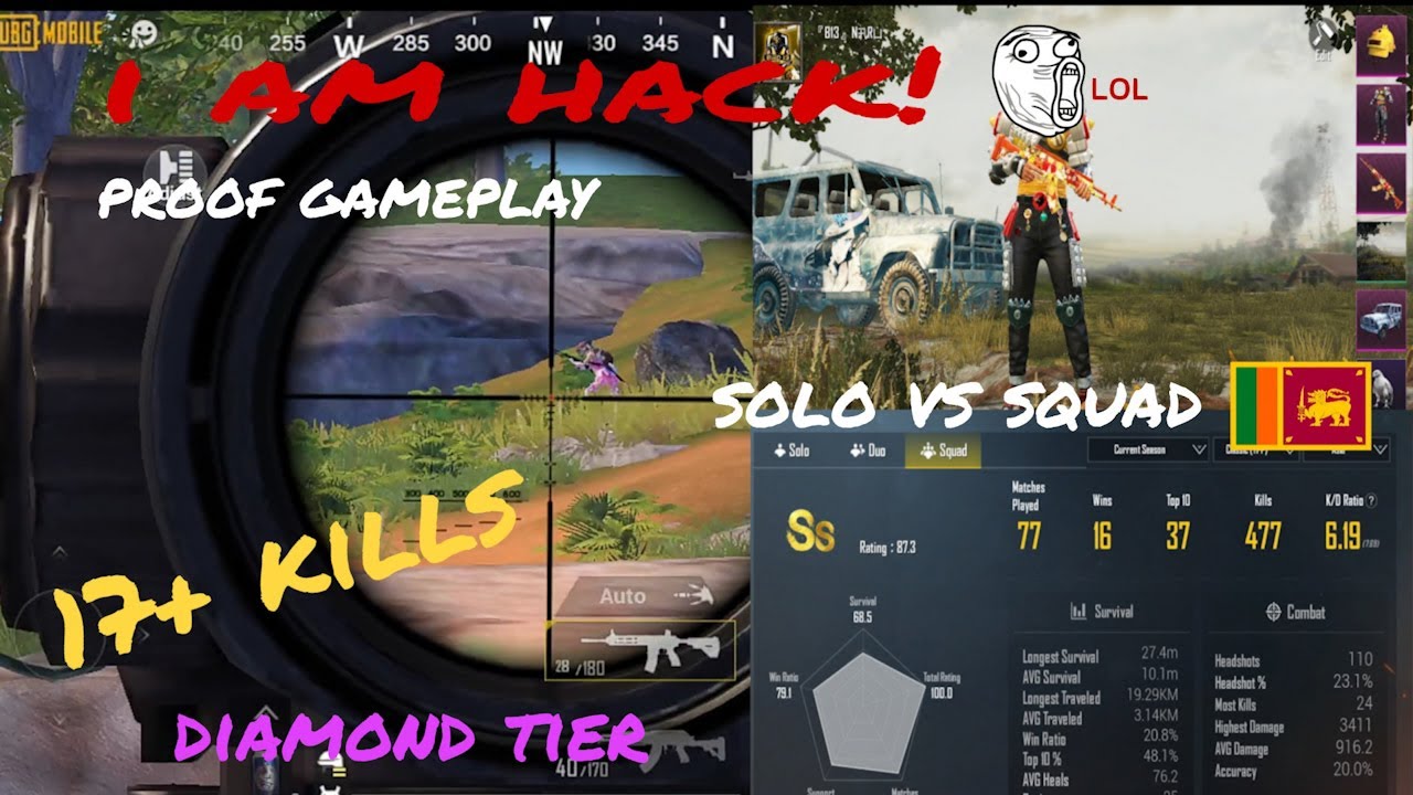 PUBG MOBILE GAMEPLAY - I am hack - ASIA / SOLO vs SQUAD - 17 kills ...