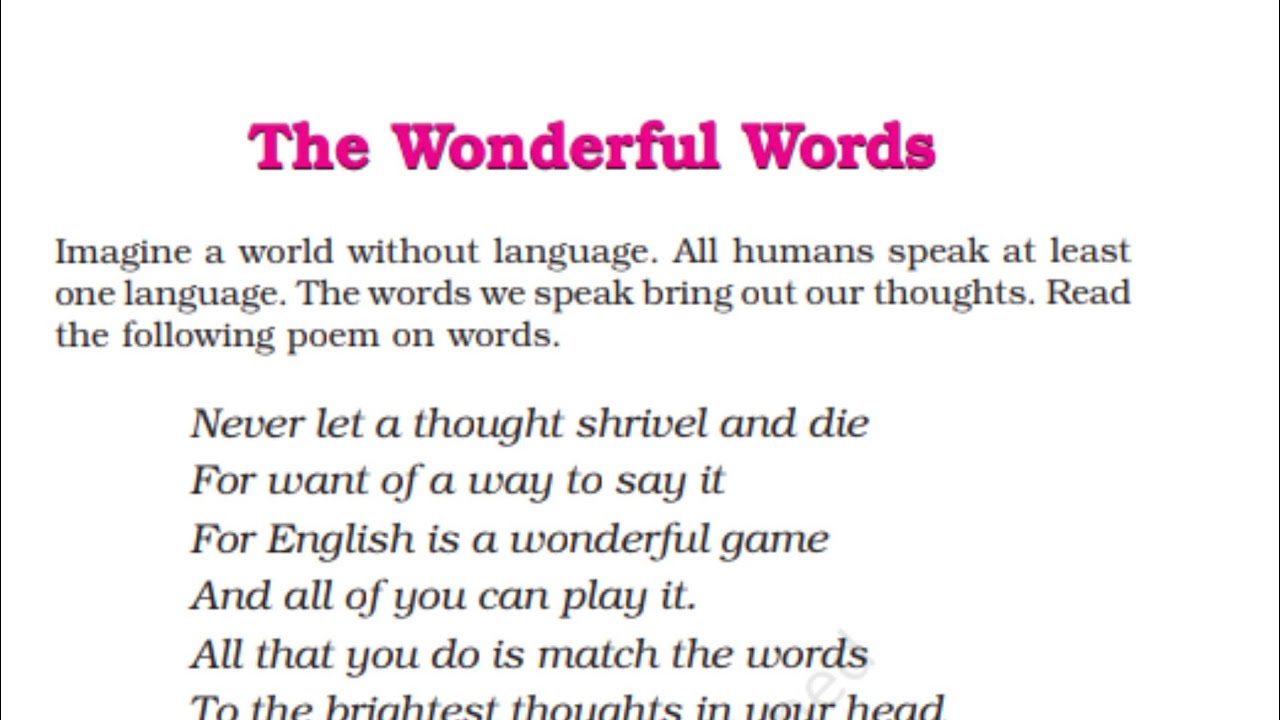 Class 6th The wonderful words poem explanation in Hindi - YouTube