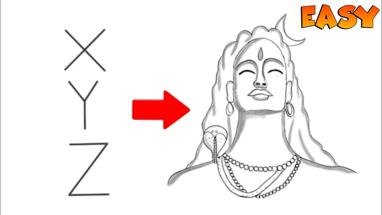 How to Draw a Lord Siva Illustration with XYZ | siva drawing easy | drawing - YouTube