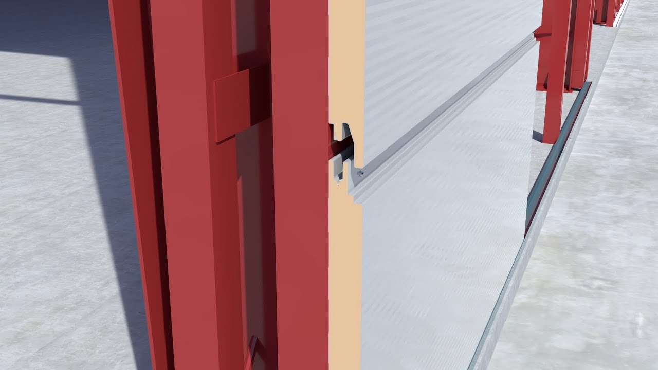 Polyurethane wall sandwich panel Install 3D animation - YouTube
