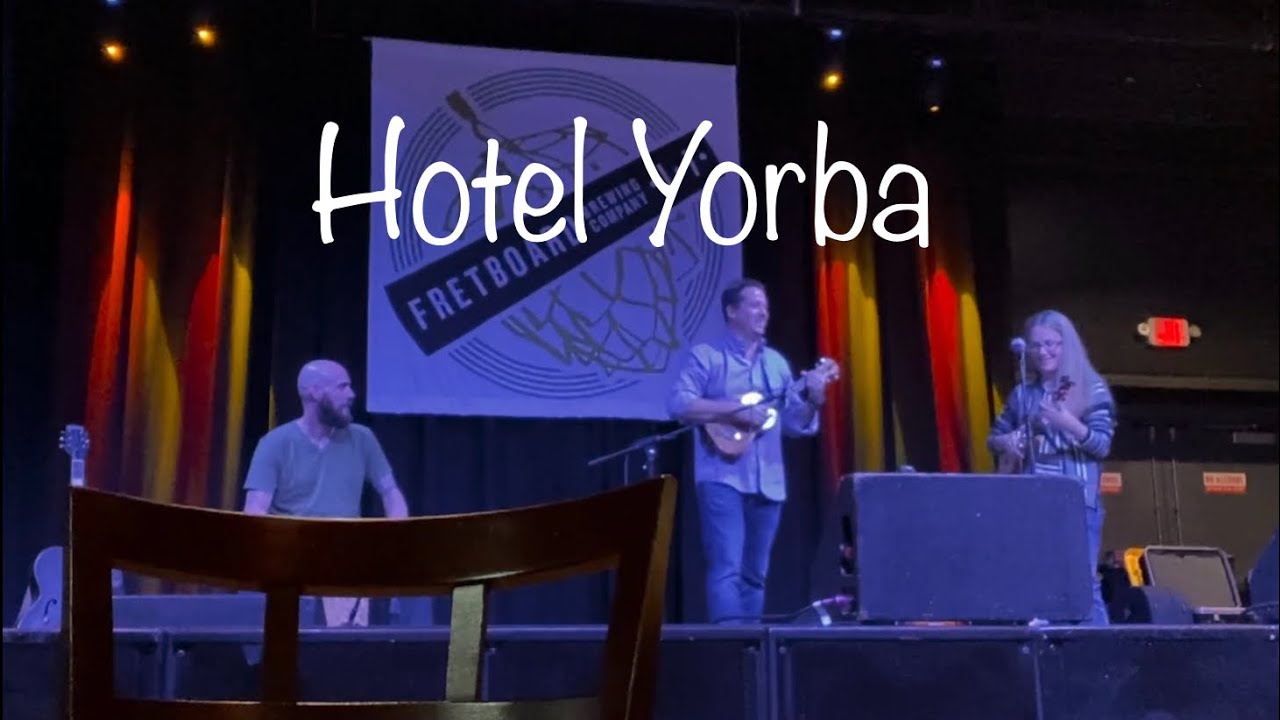Hotel Yorba - two ukuleles and a cajon (Fretboard open mic) - YouTube Music