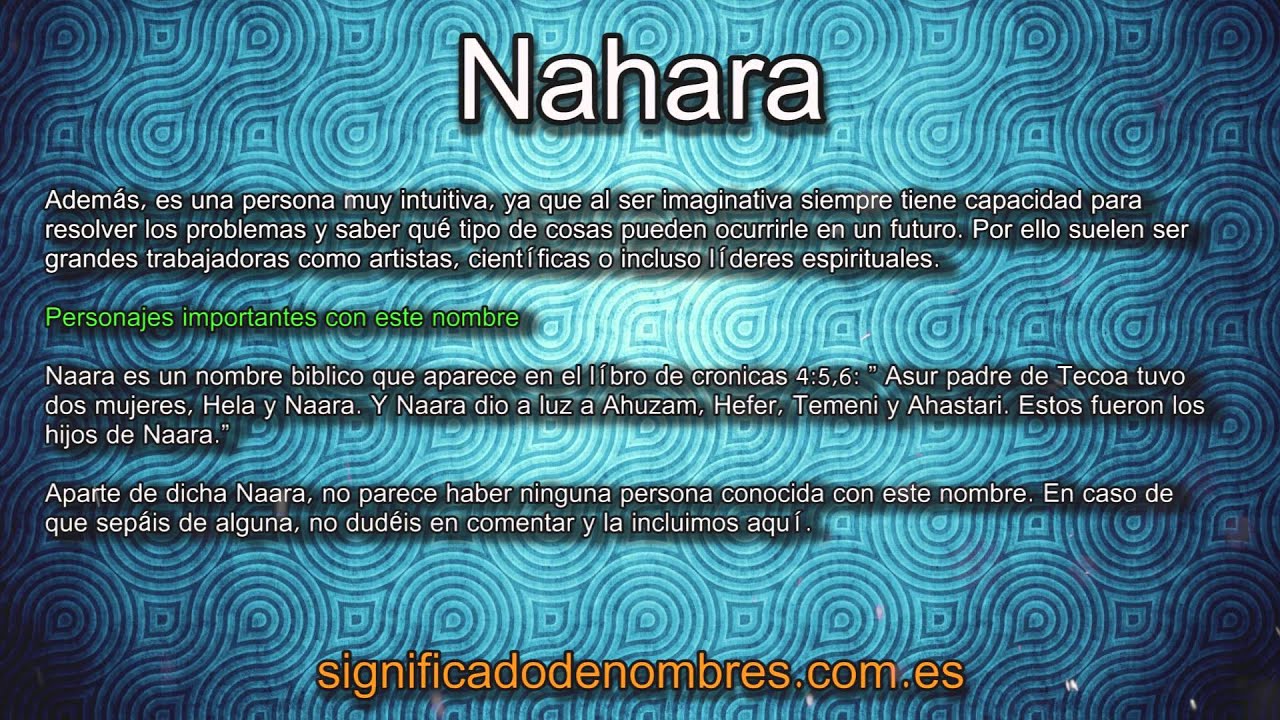 Significado de Nahara - YouTube