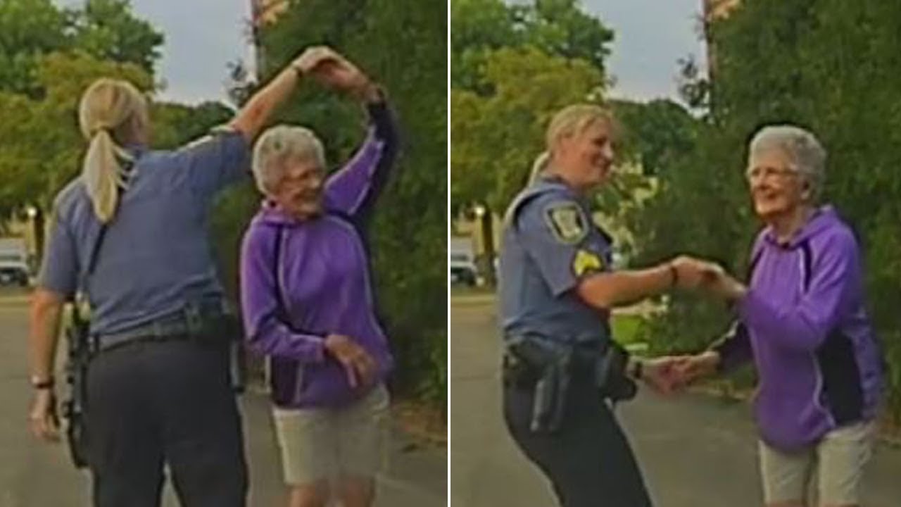 Cop Busts a Move With Lonely 92-Year-Old Woman - YouTube