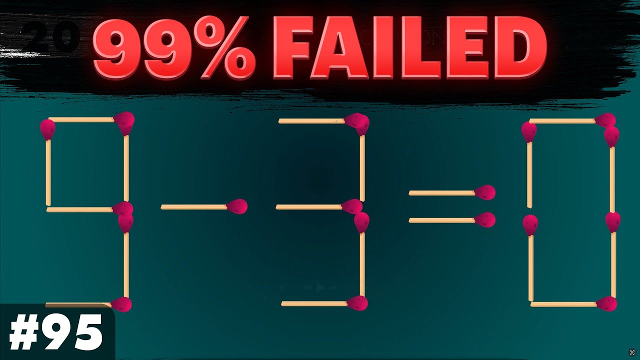 🔥💥 Move 1 Stick To Fix The Equation - Matchstick Puzzle 95 🥸 - YouTube