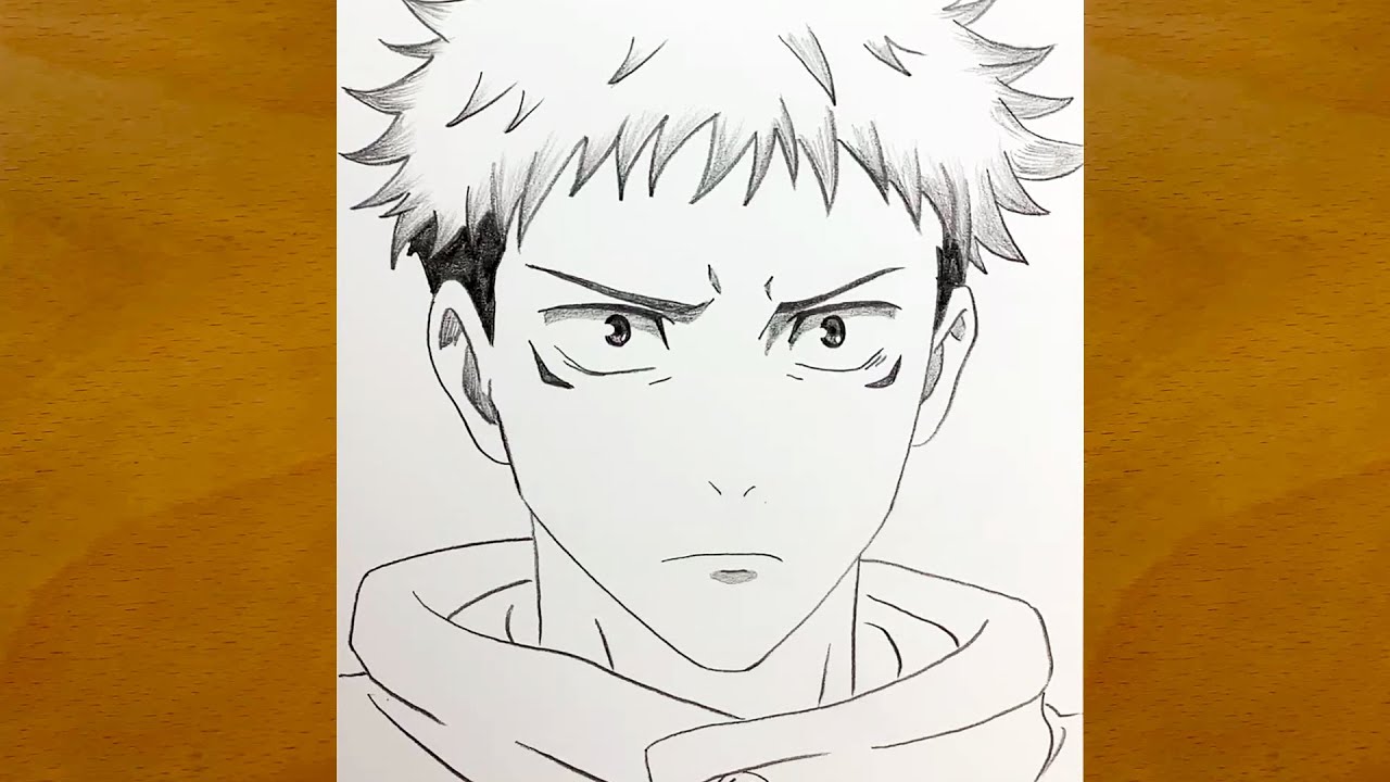 Anime sketch | How to draw Itadori Yuji step-by-step | Anime drawing ...