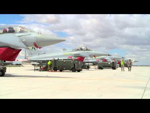 Exercise Anatolian Eagle RAF Engineer and Turkish Air Force Engineer Flight Line Walk and Talk