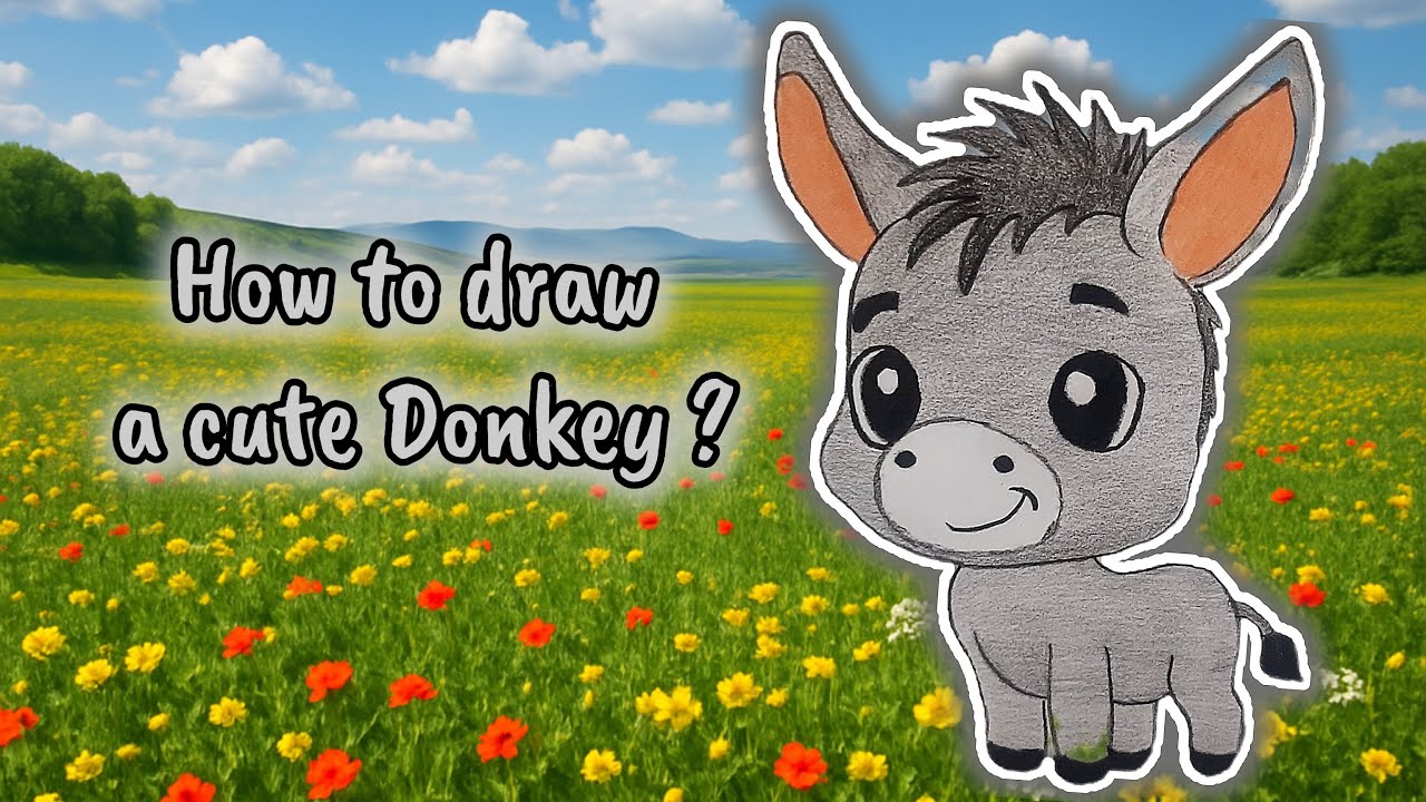 How to draw a cute Donkey.#howtodraw - YouTube