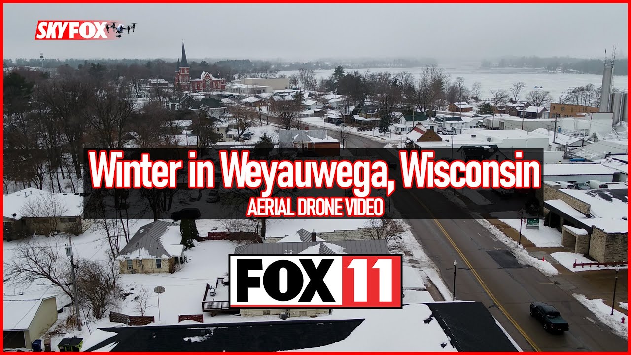Weyauwega, Wisconsin; winter aerial drone video - YouTube