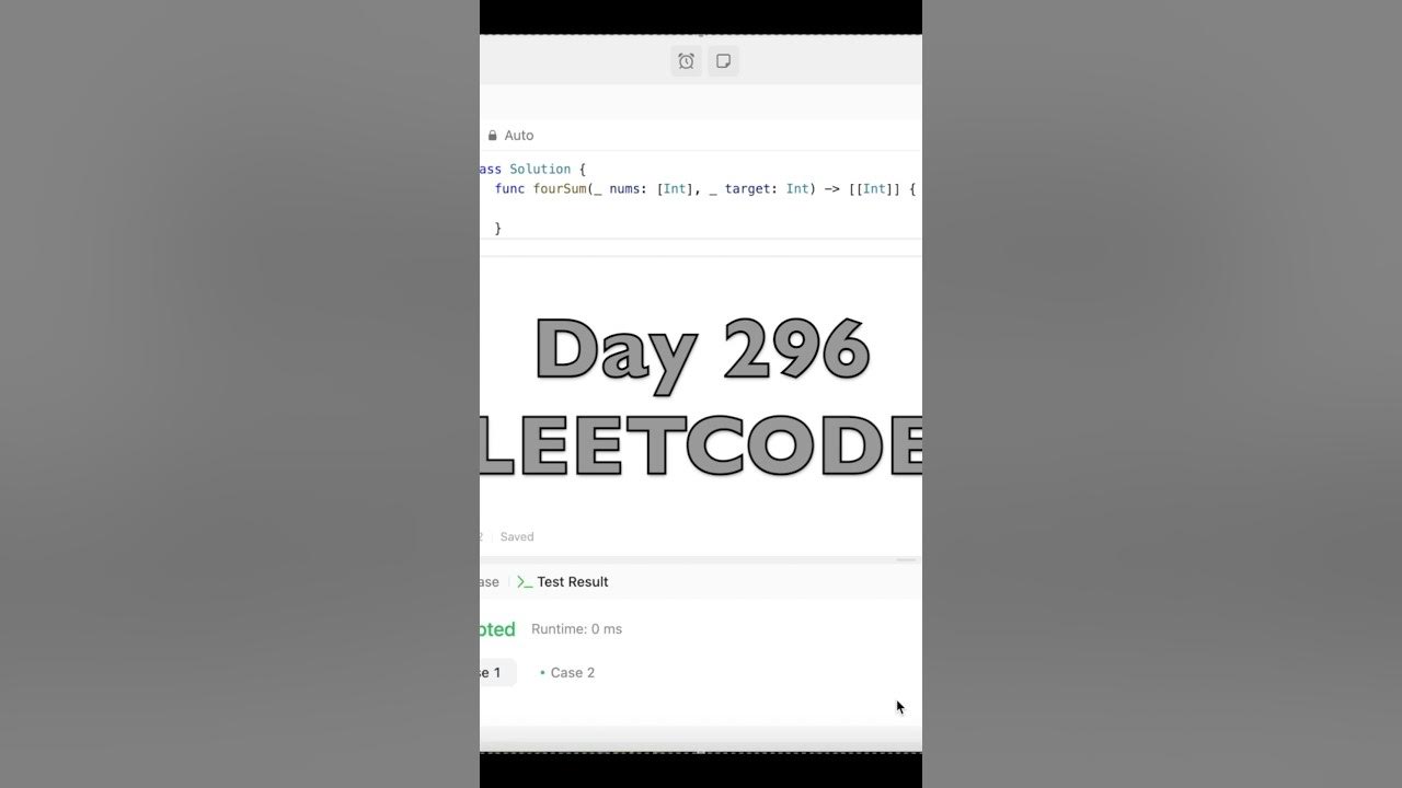 Day 296 Leetcode Problem 18 Swift Daily Challenge Swiftui Coding Faang Youtube