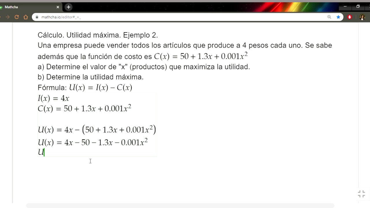 Utilidad máxima | Ejemplo 2 - YouTube