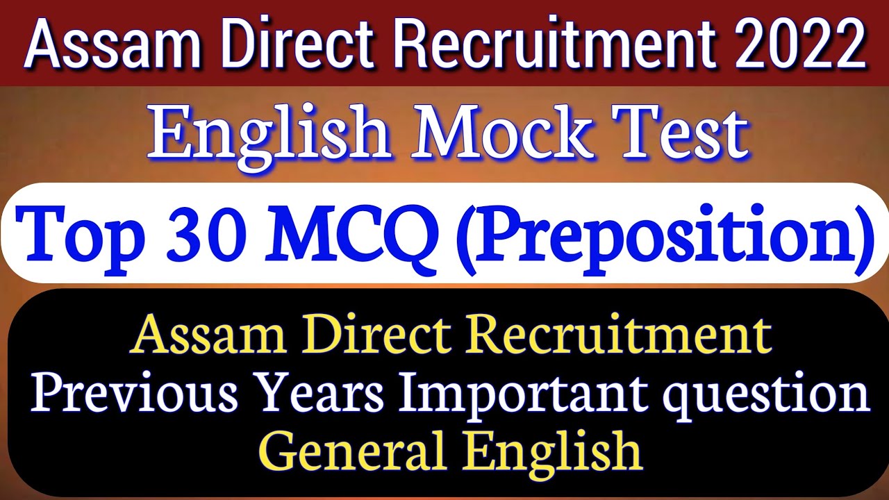 dhs Assam Grade 3 question paper | English mock test / Preposition ...