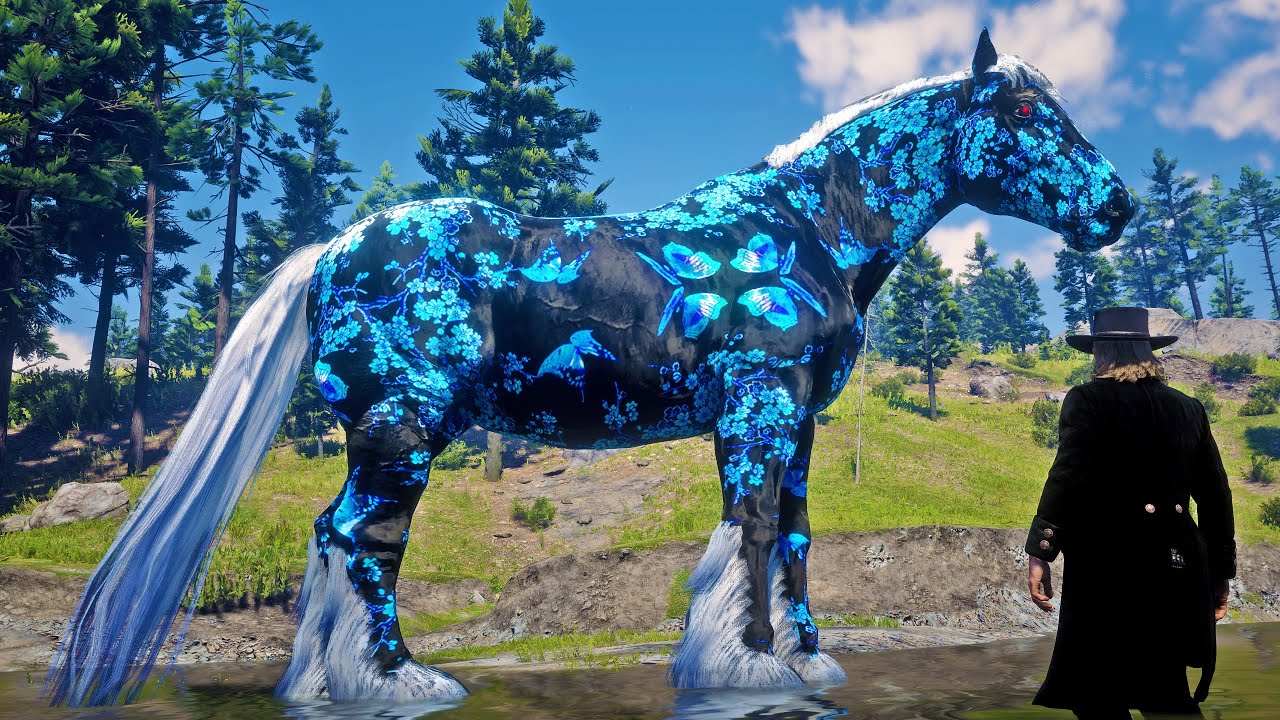 Arthur Morgan Tames the Ginormous Legendary Lunar Bloom Horse Near ...