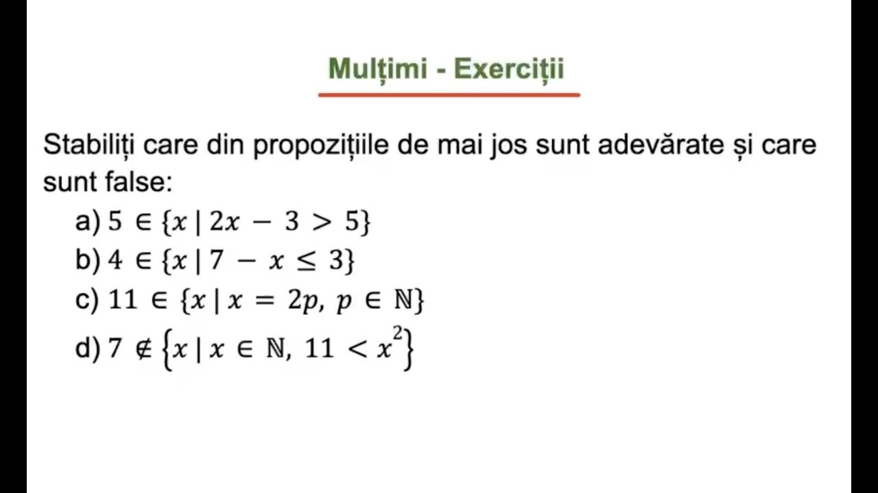 Multimi - Exercitiu rezolvat (clasa a VI-a) - YouTube