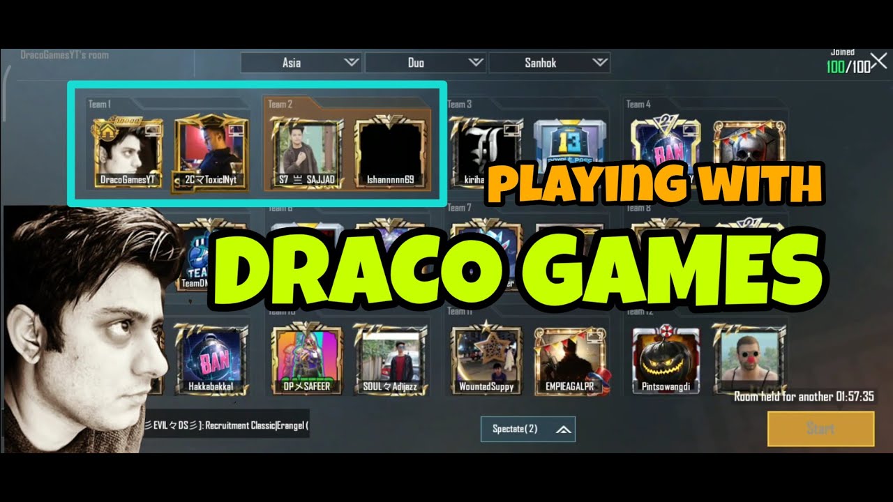 Playing with DRACO GAMES | PUBG MOBILE | CUSTOM ROOMS - YouTube