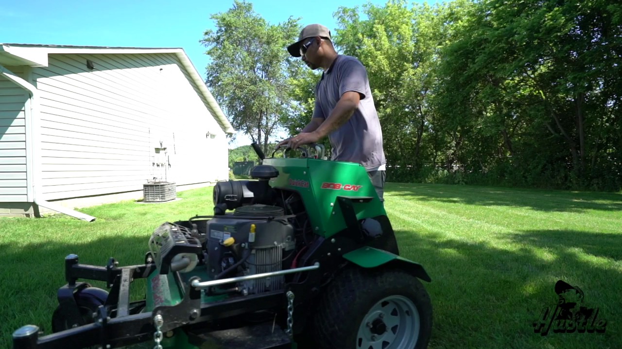 Lawn mowing with Quick Cat 48 / Camping - YouTube