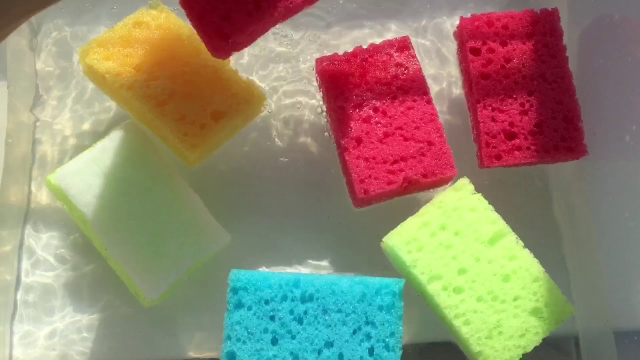 ASMR SPONGES | New kitchen sponges with water and soap | Watery, soapy ...