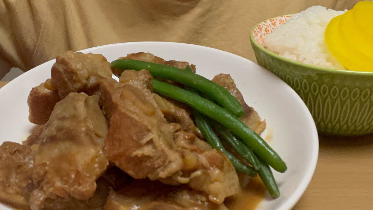 Eating sound／豚軟骨スペアリブの味噌煮🍖🍖pork cartilage spare ribs simmered in miso ...