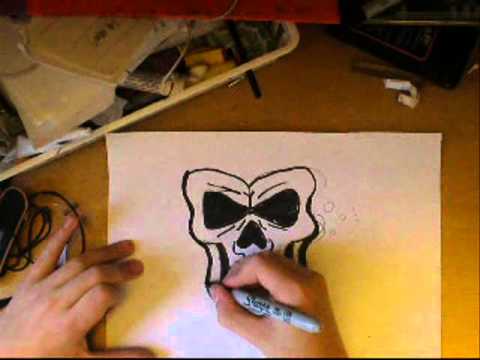 How to draw a easy graffiti skull - YouTube