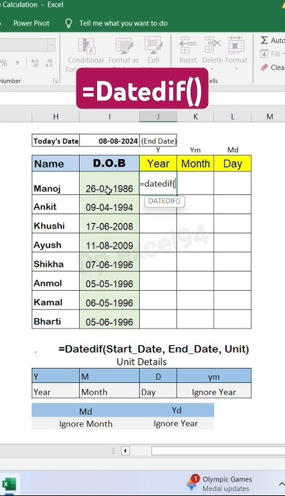 Datedif #datedif #exceltech #excelshortcuts #excelgyan #exceltips #excel #exceltricks # ...