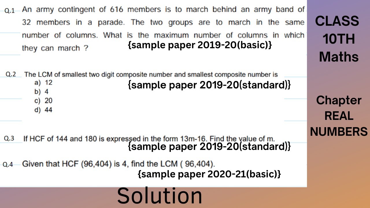 Real Numbers l Class 10 Maths | Ch-1 | sample paper questions l h.w ...