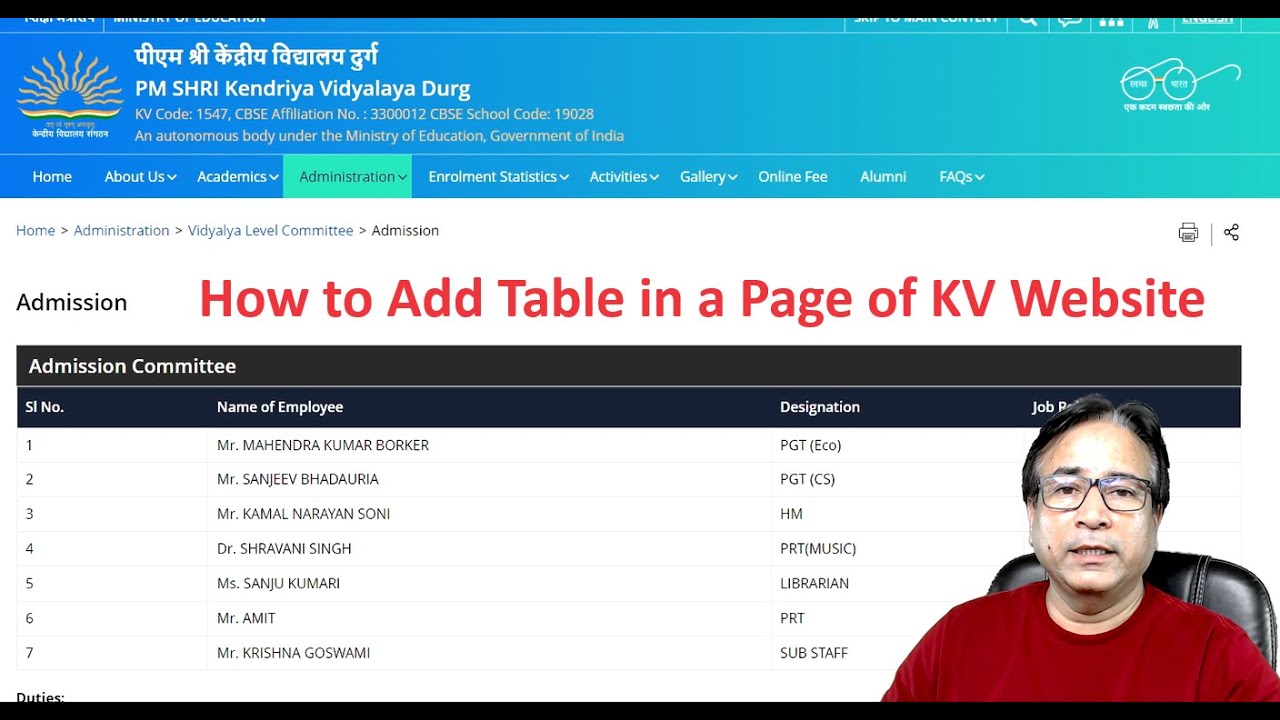 How to Add Table in Page in KV Website | NEW KV Website - YouTube