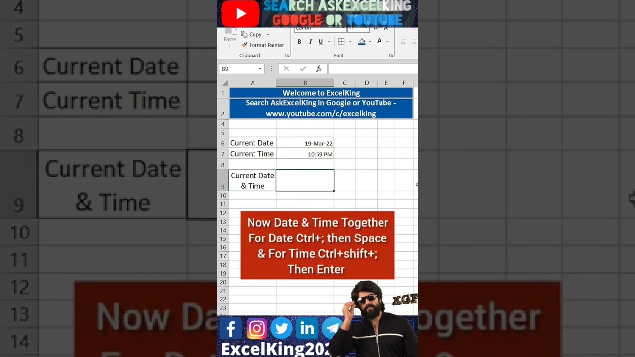 Insert Current Date Time askexcelking ExcelKing2020 excelshortcuts exceltips exceltricks insert-current-date-time-askexcelking-excelking2020-excelshortcuts-exceltips-exceltricks