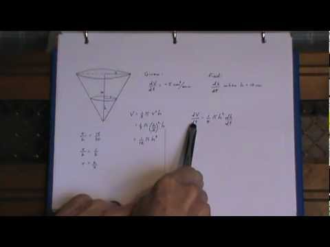 Calculus Related Rates (Cone and ladder problems) - YouTube