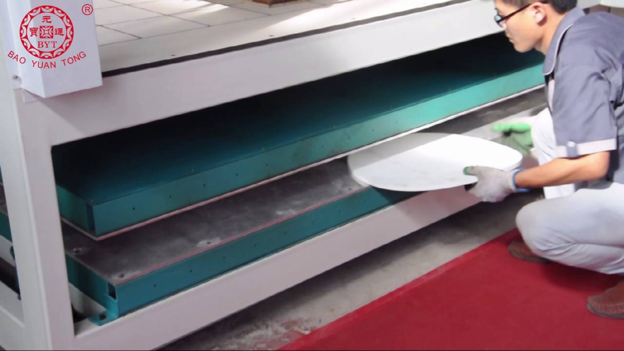 BC-B Corian and solid surface material press forming machine - YouTube
