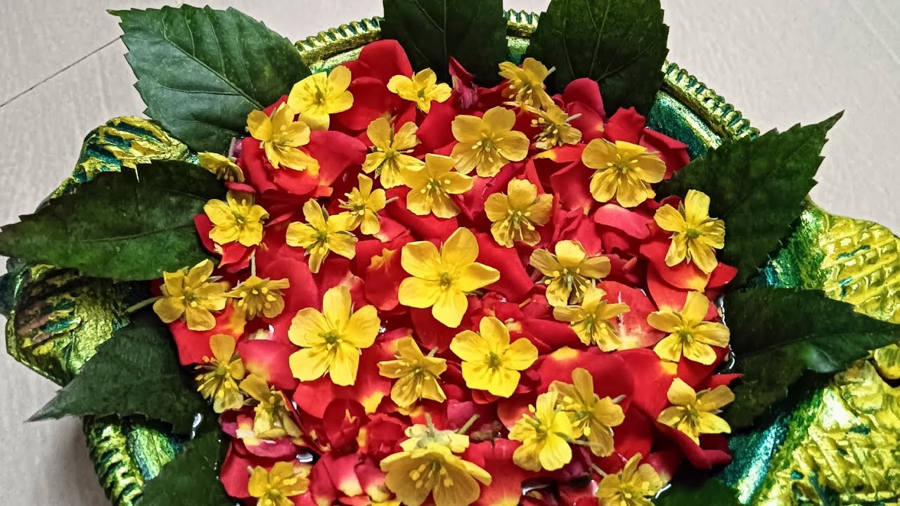 🌺 Mookuthi poo urli decoration 🌺 || மூக்குத்தி பூவில் உருளி அலங்காரம் ...