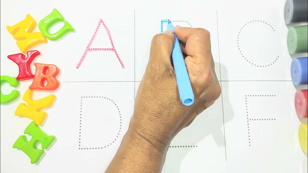 Dot tracing alphabet Abcdef, colouring, a for apple b for ball C for ...