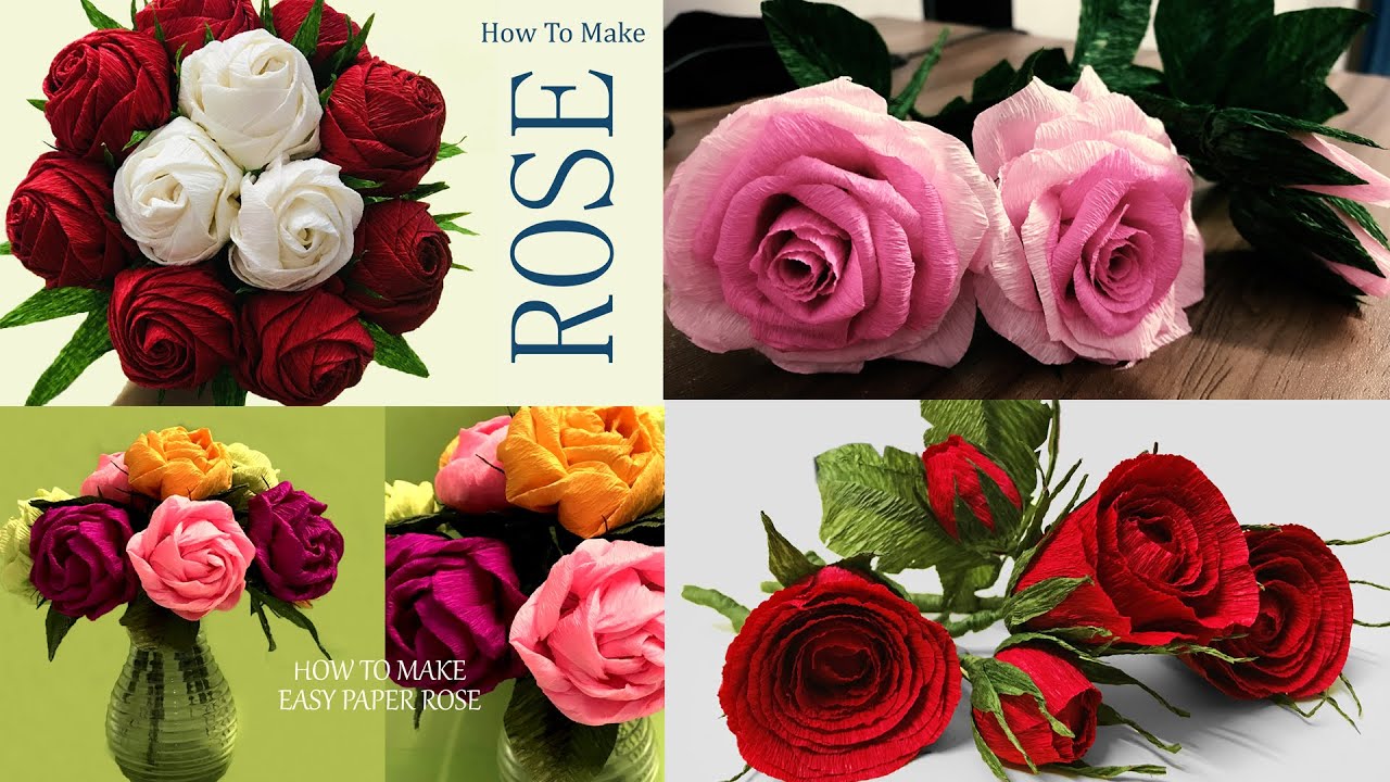 4 Easy Crepe Paper Rose | How To Make A Crepe Paper Rose | #4 - Easy ...