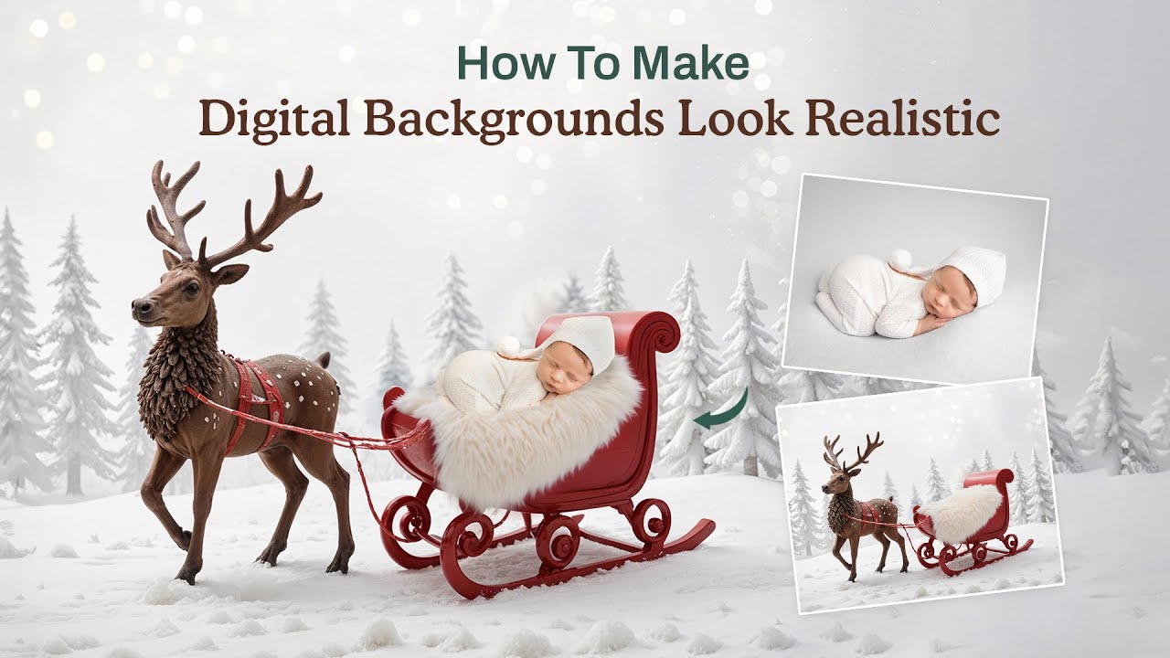 How to Make Digital Backdrop Look Realistic - Christmas Backdrops - YouTube