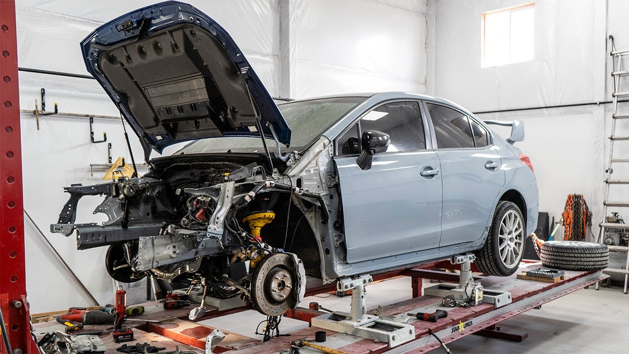 Repairing The Bent 2019 STI Frame! - YouTube