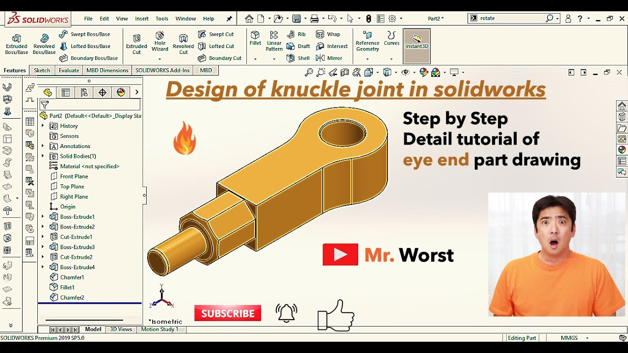 Knuckle joint part-2 | Design | Solidworks | Mechanical engineering ...