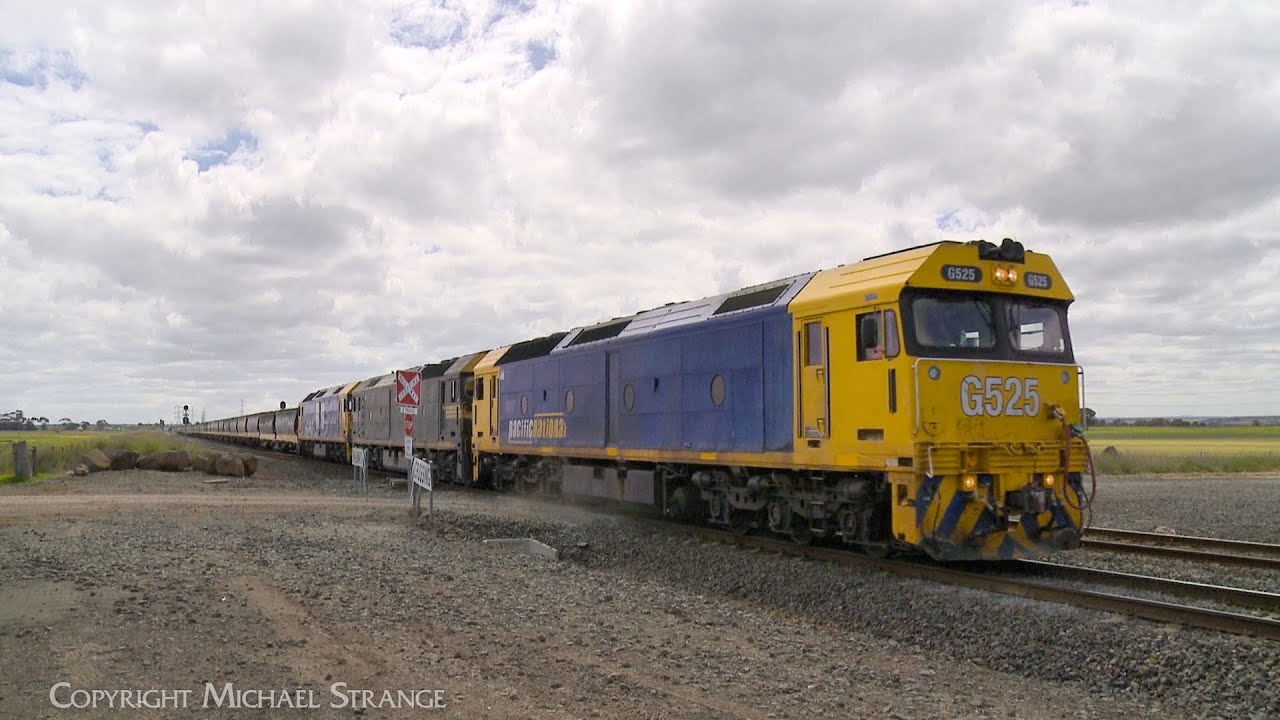 7734V Pacific National Grain Train With G525 G523 BL30 At Gheringhap (1 ...